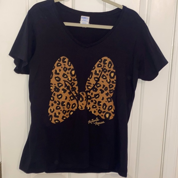 Disney | Tops | Disney Minnie Mouse Leopard Print Bow Tshirt | Poshmark